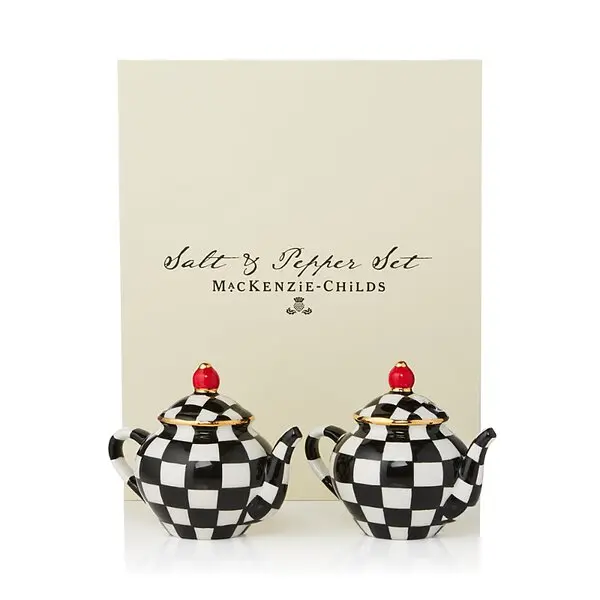 MACKENZIE-CHILDS Teapot Salt & Pepper Set - Black/white