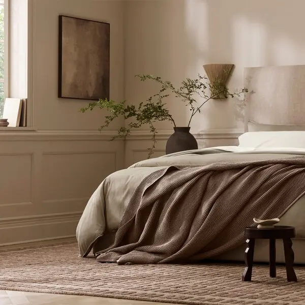BOLL & BRANCH Waffle Organic Cotton Bed Blanket, Twin/twin Xl - Walnut