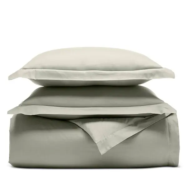BOLL & BRANCH Percale Hemmed Duvet Set, Full/queen - Sageleaf