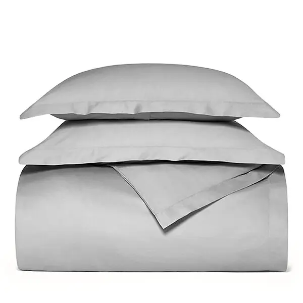 BOLL & BRANCH Signature Organic Cotton Hemmed Duvet Set - Pewter