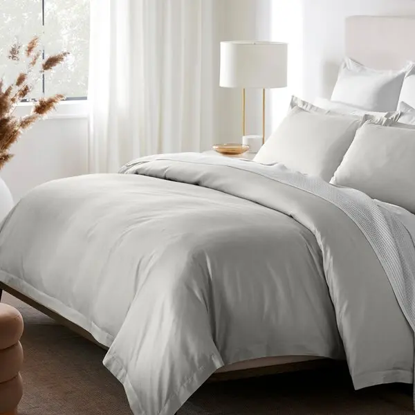 BOLL & BRANCH Percale Hemmed Duvet Cover Set, King/cal King - Mist