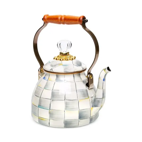 MACKENZIE-CHILDS Sterling Check Enamel Tea Kettle, 2 Qt - Multi