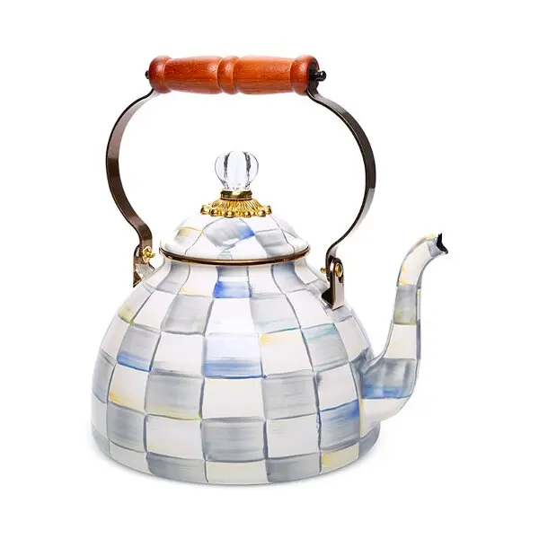 MACKENZIE-CHILDS Sterling Check Enamel Tea Kettle, 3 Qt - Multi