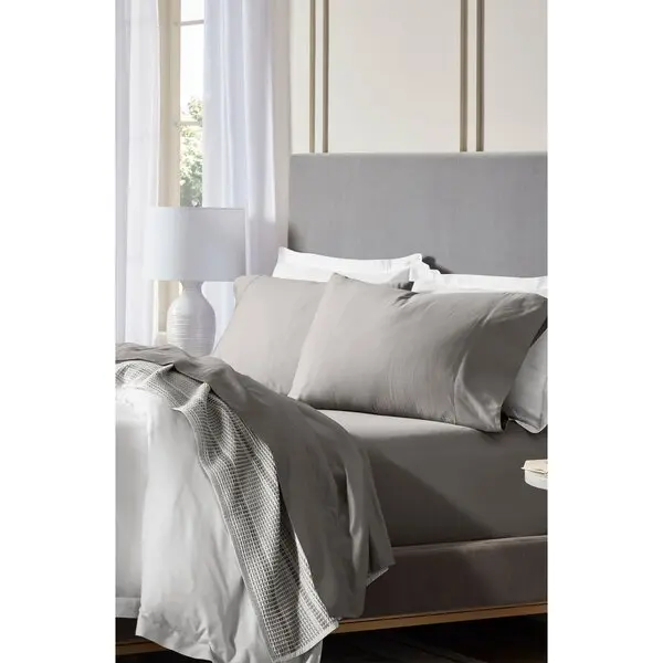 BOLL & BRANCH Percale Hemmed Pillowcase Set, Standard - Stone
