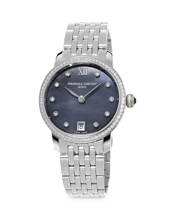 FREDERIQUE CONSTANT 30mm Slimline Watch - White Gold/blue