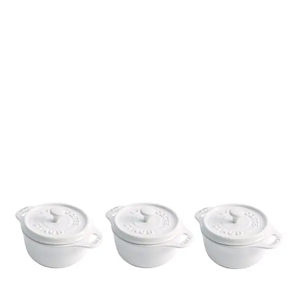 STAUB Round Mini 4 Cocotte, Set Of 3 - White