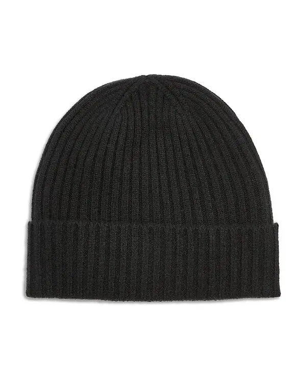 Bloomingdale'S Ribbed Cashmere Cuffed Beanie - Black