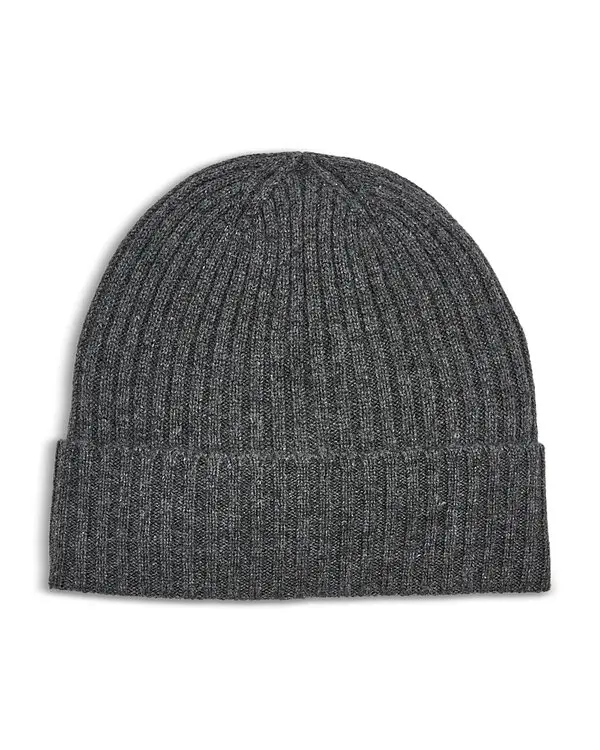 Bloomingdale'S Ribbed Cashmere Cuffed Beanie - Charcoal
