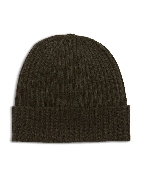 Bloomingdale'S Ribbed Cashmere Cuffed Beanie - Dark Olive