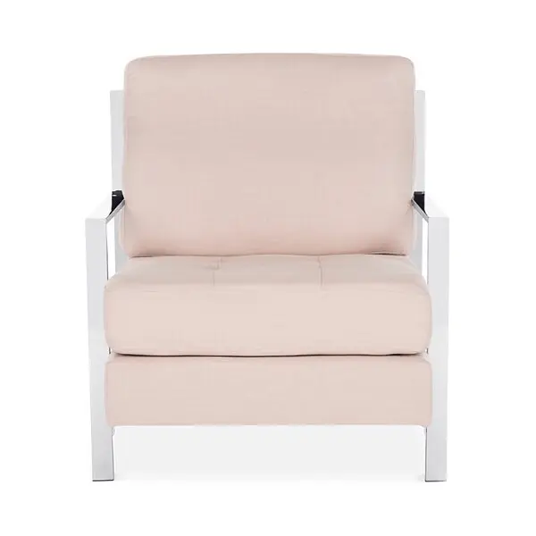 SAFAVIEH Walden Modern Tufted Linen Chrome Accent Chair - Beige