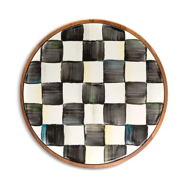 MACKENZIE-CHILDS Large Courtly Check Enamel Trivet - Black/white