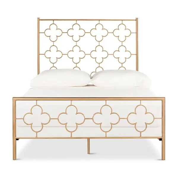 SAFAVIEH Morris Lattice 62.5 Metal Bed Queen - Antique Gold/multi