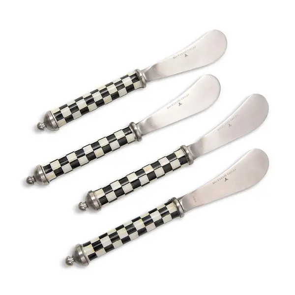 MACKENZIE-CHILDS Courtly Check Supper Club Spreaders, Set Of 4 - Black/white