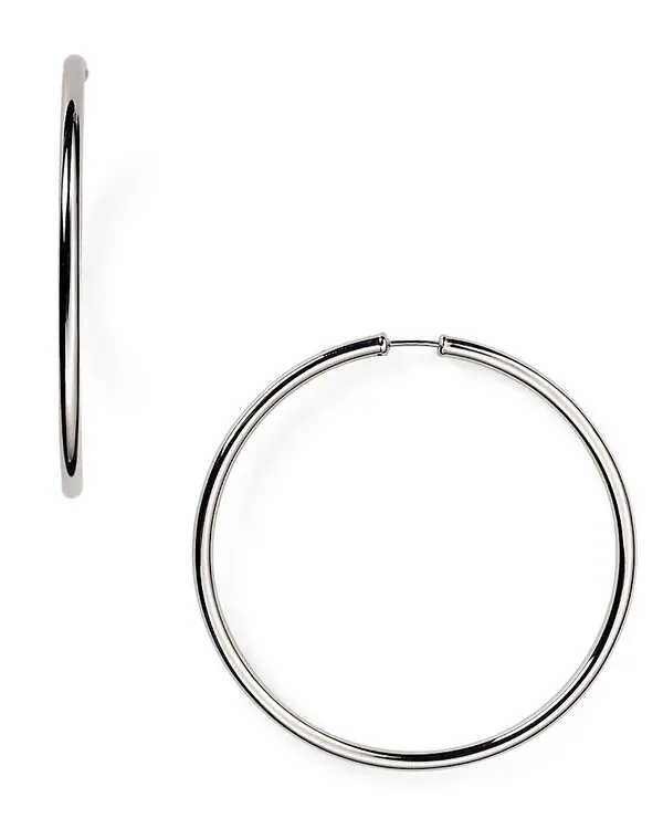 Aqua Large Hoop Earrings - Silver