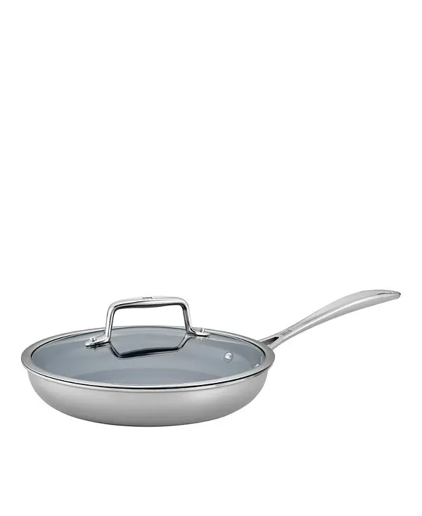 ZWILLING Clad Cfx 9.5 Stainless Steel Ceramic Nonstick Fry Pan With Lid - Silver