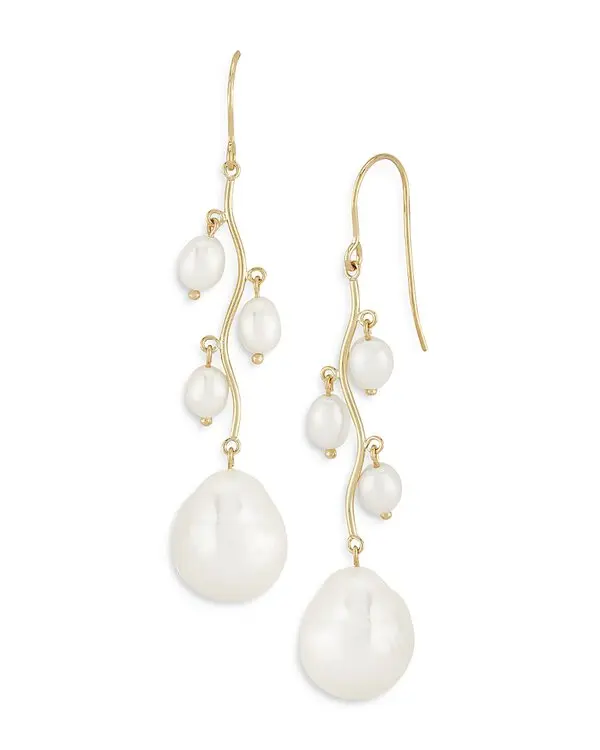 Bloomingdale'S 14k Yellow Gold Cultured Freshwater And Baroque Drop Earrings - Pearl