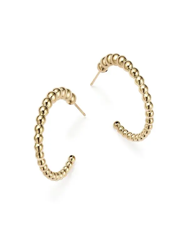Bloomingdale'S 14k Yellow Graduated Bead Hoop Earrings - Gold