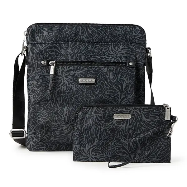 BAGGALLINI Go Crossbody Bag With Rfid Phone Wristlet - Midnight Blossom Print