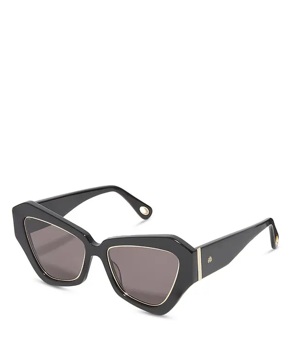 Lele Sadoughi Lara Wide Cat Eye Sunglasses - Black/gray Solid