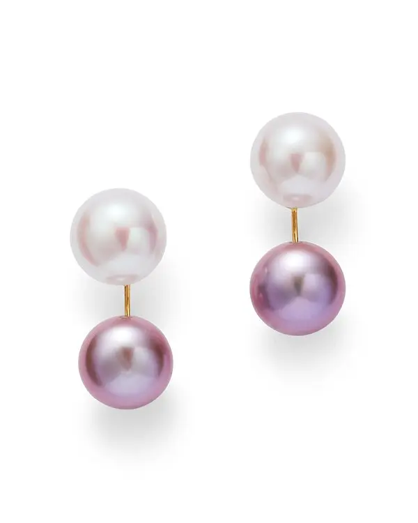 Bloomingdale'S Cultured Freshwater Pearl Earrings In 14k Yellow Gold - White/pink