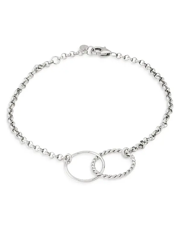 Aqua Interlocking Station Sterling Bracelet - Silver