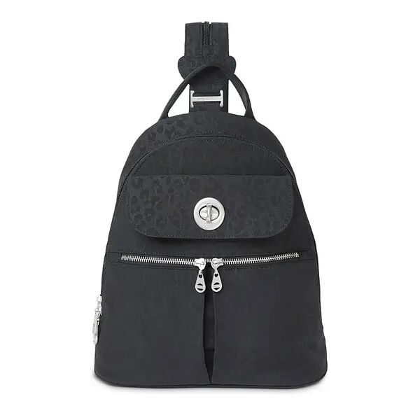 BAGGALLINI Naples Convertible Backpack - Black Cheetah Emboss
