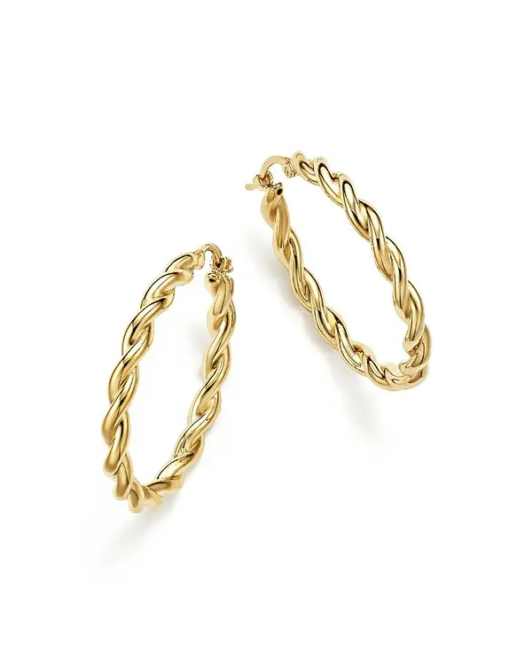 Bloomingdale'S 14k Yellow Twisted Hoop Earrings - Gold