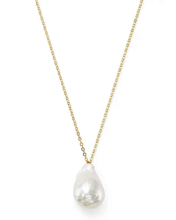 Bloomingdale'S 14k Yellow Gold Baroque Cultured Pearl Pendant Necklace - White/gold