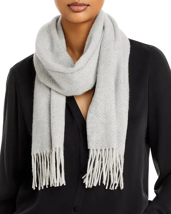 Bloomingdale'S Herringbone Cashmere Scarf Exclusive - Silver