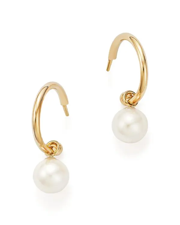 Bloomingdale'S Cultured Freshwater Pearl Huggie Hoop Earrings - White/gold