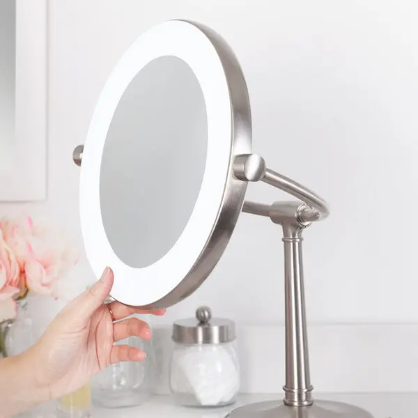 ZADRO Lexington Customizable Sunlight Led Lighted Vanity Mirror, 10x/1x Magnification - Silver