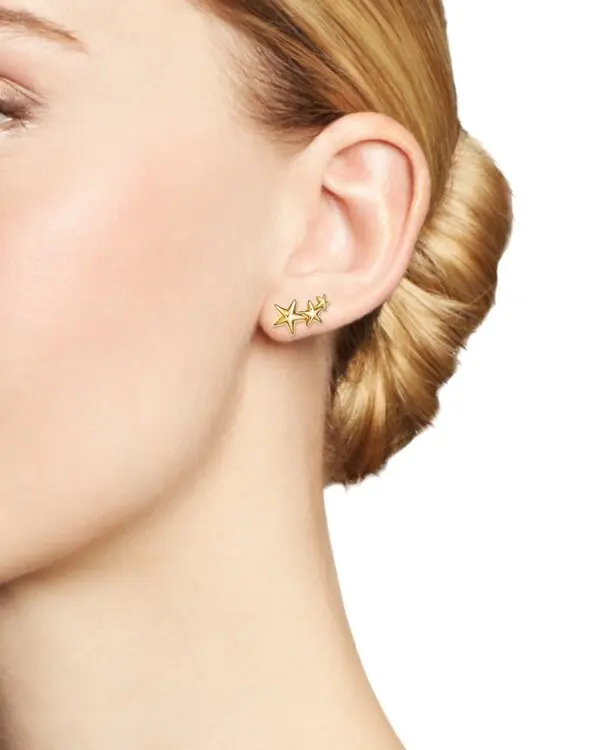 Bloomingdale'S 14k Yellow Triple Star Climber Earrings
