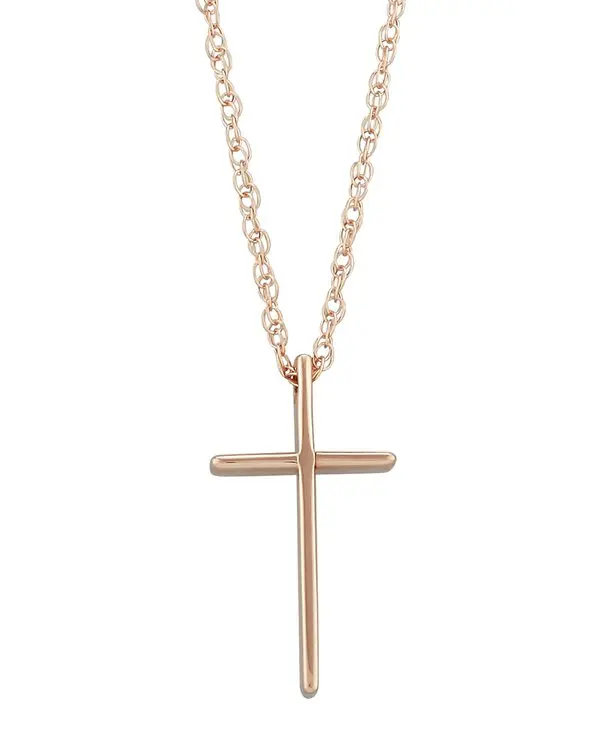 Bloomingdale'S 14k Cross Pendant Necklace - Rose Gold