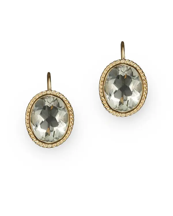 Bloomingdale'S 14k Yellow Gold Prasiolite Drop Earrings - Green/gold