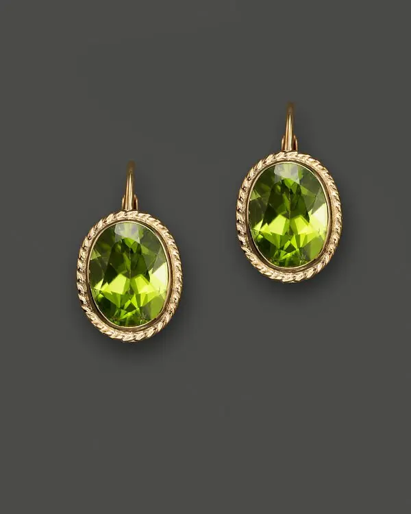 Bloomingdale'S 14k Yellow Gold Peridot Drop Earrings - Green/gold