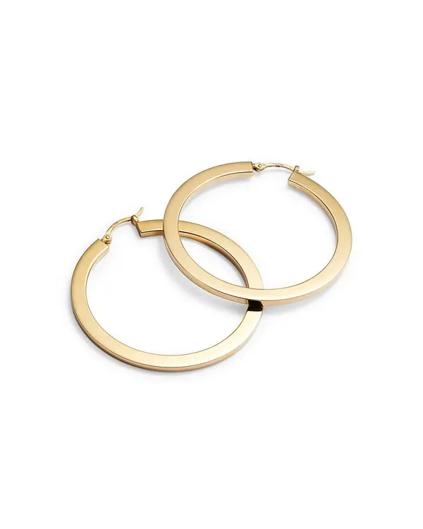 MOON & MEADOW 14k Yellow Flattened Hoop Earrings