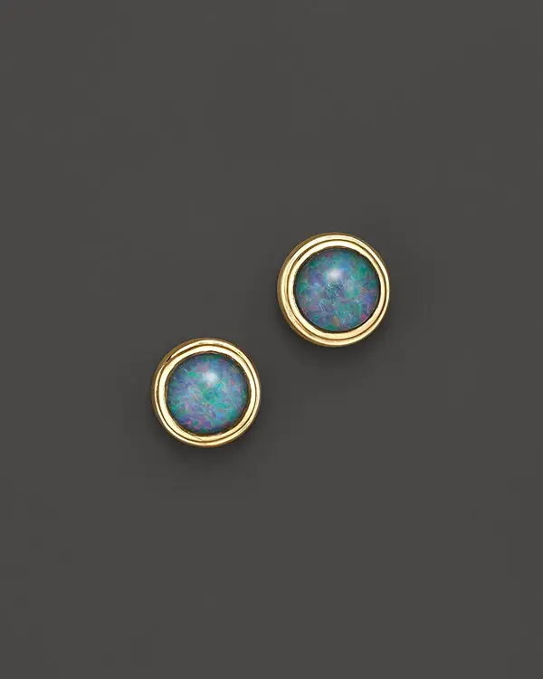 Bloomingdale'S 14k Yellow Gold Black Opal Stud Earrings - Blue/gold