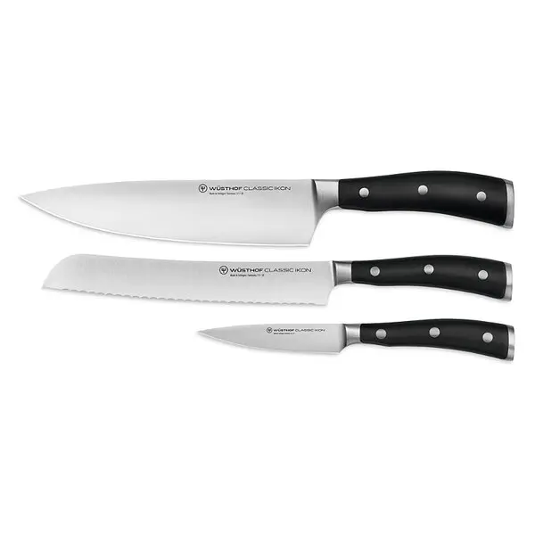WUSTHOF Classic Ikon 3 Pc Knife Set - Black