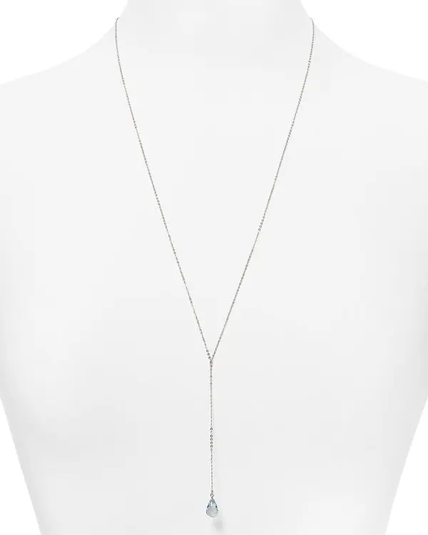 Aqua Sterling And Topaz Y Necklace - Silver
