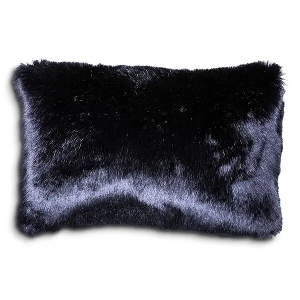 AVIVA STANOFF Bark Faux Fur Pillow, 12 X 18 - Navy