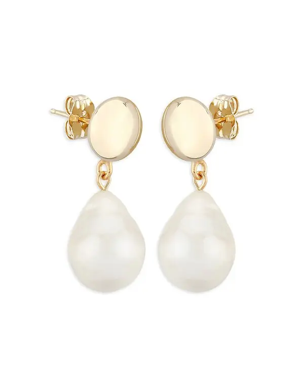 Bloomingdale'S 14k Yellow Gold Cultured Freshwater Baroque Pearl Drop Earrings - White/gold