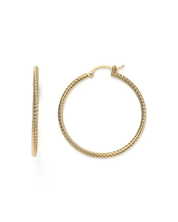 Bloomingdale'S 14k Yellow Twisted Hoop Earrings - Gold