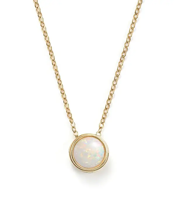 Bloomingdale'S Opal Bezel Set Pendant Necklace - White/gold