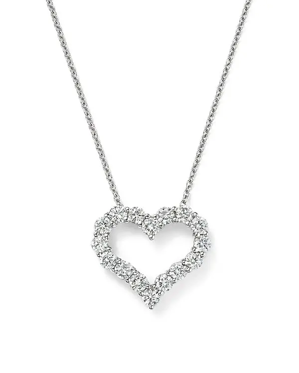 Bloomingdale'S 14k Gold Diamond Heart Pendant Necklace - White