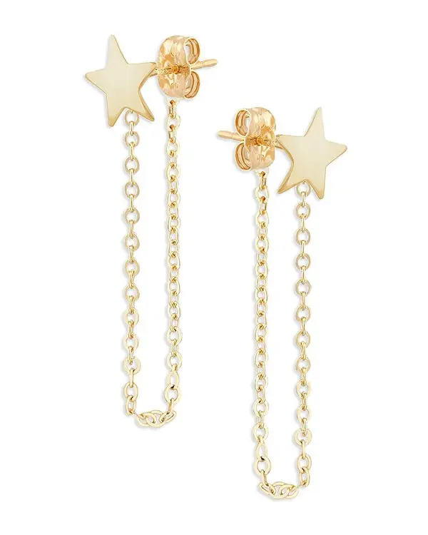 MOON & MEADOW 14k Yellow Star Draped Chain Earrings - Gold