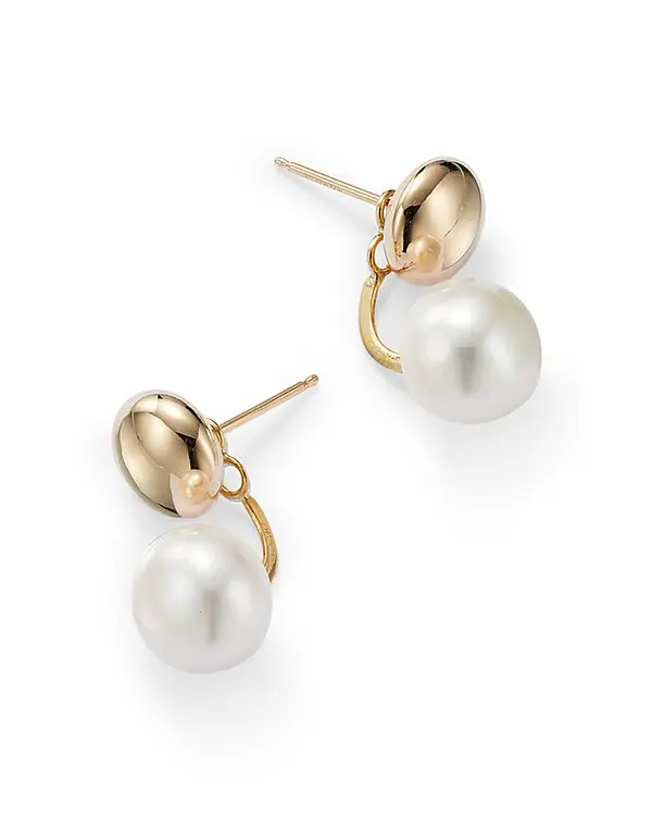 Bloomingdale'S 14k Yellow Ear Jackets With Cultured Freshwater Pearls - Gold