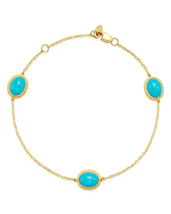 Bloomingdale'S Turquoise And 14k Yellow Gold Station Bracelet - Blue/gold