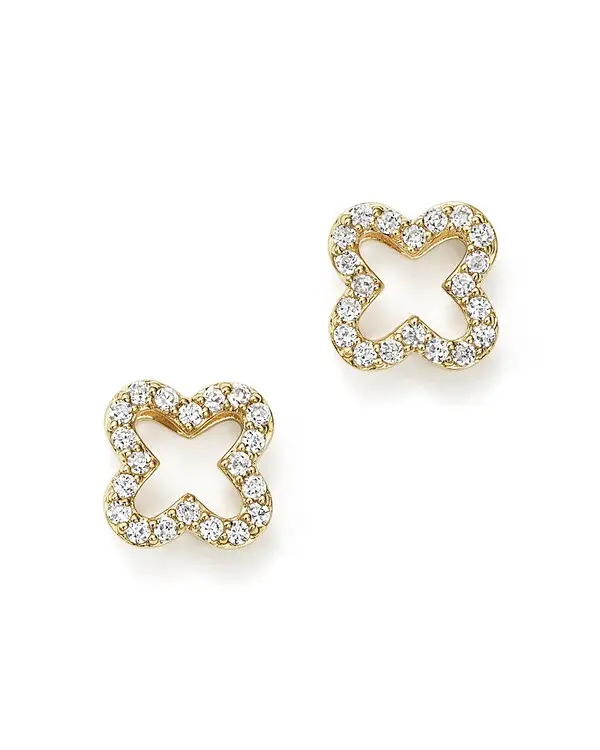 Bloomingdale'S Diamond Clover Stud Earrings - White/gold