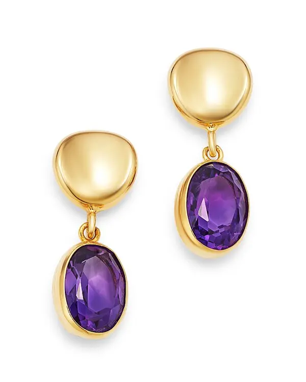 Bloomingdale'S 14k Yellow Gold Gemstone Oval Drop Earrings - Purple/gold