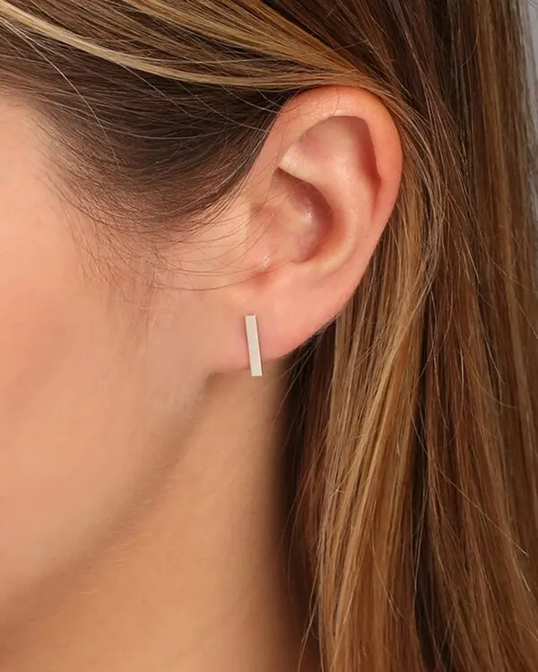 Bloomingdale'S Bar Stud Earrings In 14k Gold - White